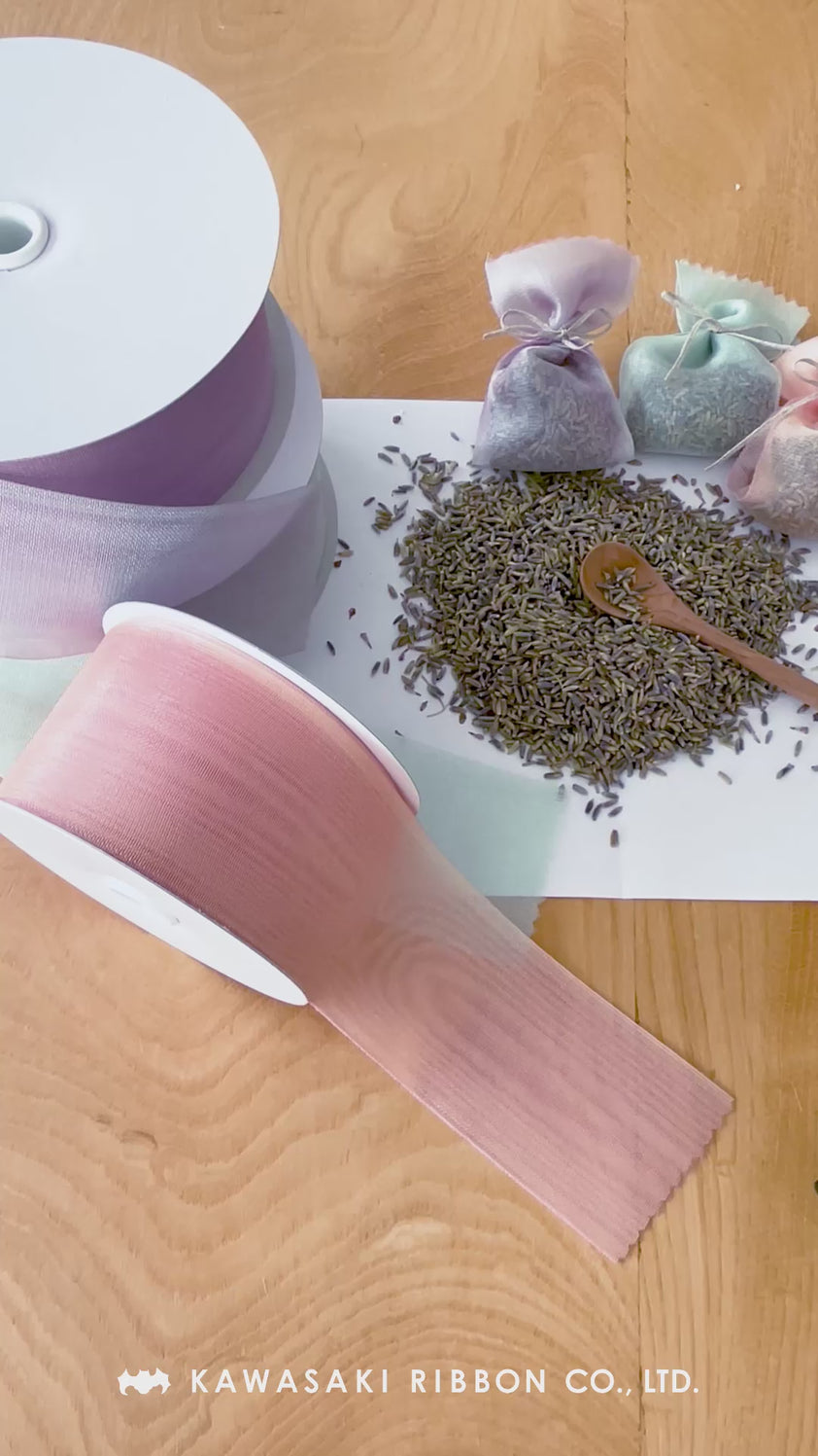 Tube Ribbon | Two-Tone Woven Organdy Sheer Ribbon | 110mm(4") Width x ...